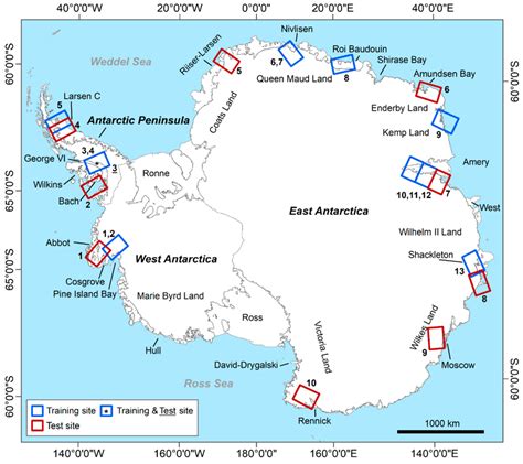 Spatial Distribution Of Training Blue And Test Red Sites Across The