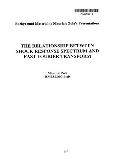 The Relationship Between Shock Response Spectrum And Fast Fourier