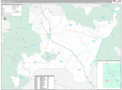 Baker County Or Wall Map Premium Style By Marketmaps Mapsales