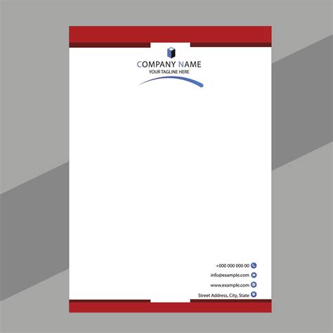 Clean Business Letterhead Template With Bold Red Header And Footer