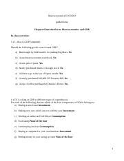 In Class Exercises Ch Introduction To Macroeconomics And GDP Answers Docx Macroeconomics
