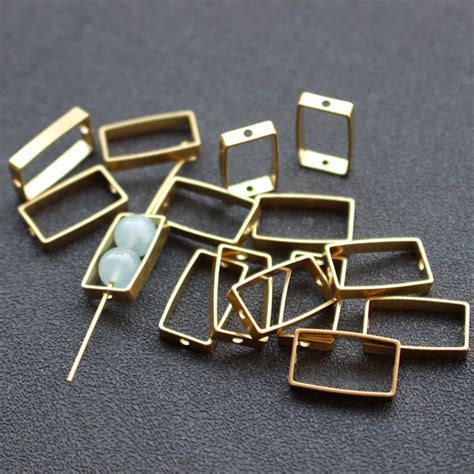 20pcs 8x145mm Raw Brass Rectangle Frame Brass Rectangle Link Spacer