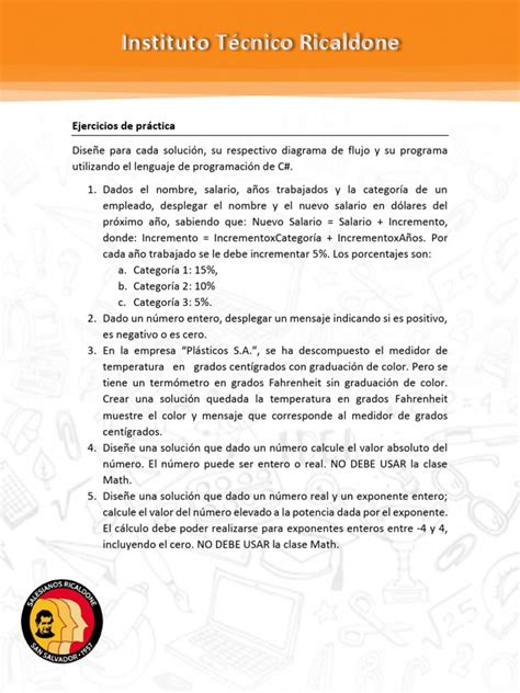 Practica De Estructuras Selectivas Parte I Pdf