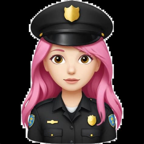 Female Police In Black Long Pink Hair Emoji Ai Emoji Generator