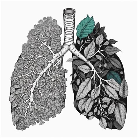 Premium Photo A Drawing Of A Lung With Leaves And A Tube Generative Ai