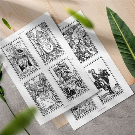 Printable Rider Waite Tarot Cards Color And Black And White Printable