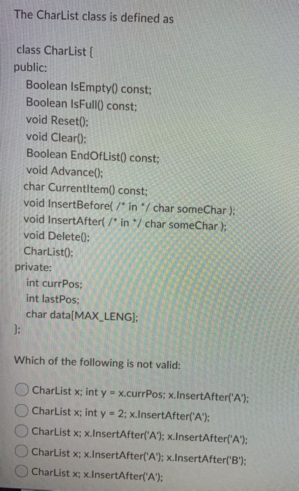 solved the charlist class is defined as class charlist {