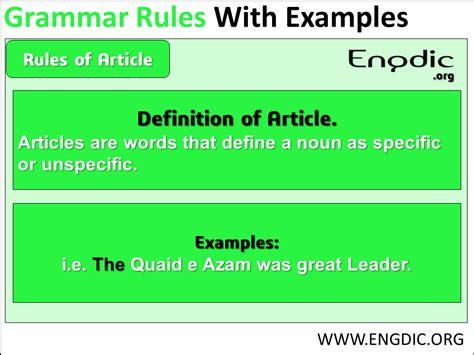 Articles In Grammar Useful Rules List Examples