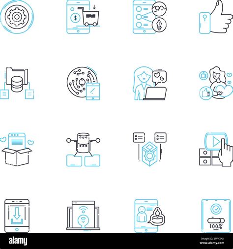 Cyber Connections Linear Icons Set Cybersecurity Nerking Firewall