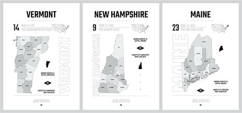 County Map New England Usa