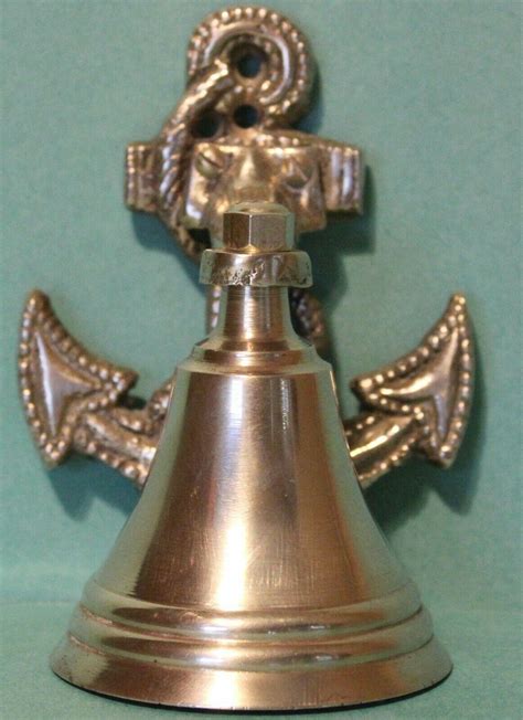 Nice Vintage 4 Brass Anchor Ship Bell Wall Mount Nautical Decor