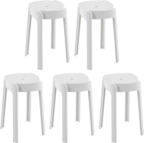 Hinliada 5 Pack Plastic Stackable Stools 18 Plastic Round