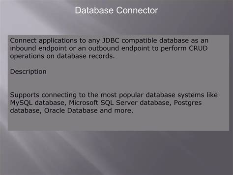 Mulesoft Database Connector Ppt Databases Computer Software And Applications
