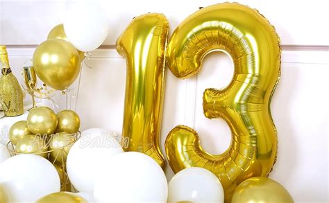 Aule 40 Inch Jumbo Gold Foil Mylar Number Balloons For Boy