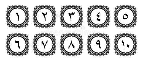 Luxury Arabic Numerals With Ornamental Design Isolated On White