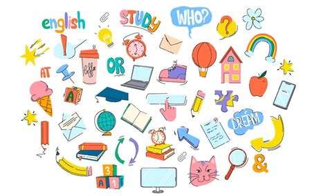 Premium Vector Flat Set Of Scholl Icons