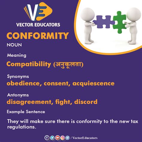 Vectoreducators Conformity अनुकूलता Synonyms Antonyms Success New Like Cool Awesome Follow