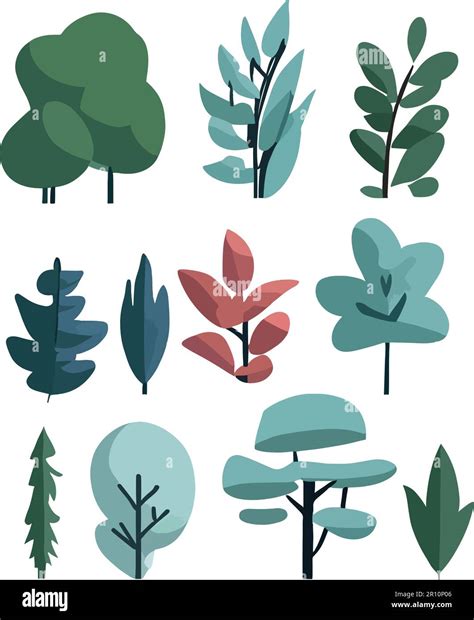 Beautiful Flat Shrub Forest Frame Floral Vector Stock Vector Image