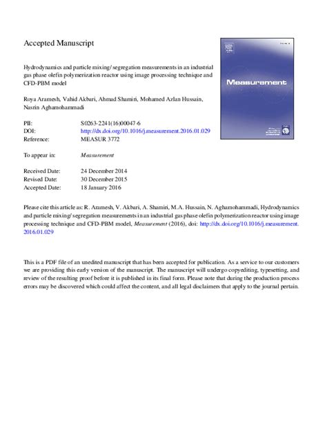 Pdf Hydrodynamics And Particle Mixing Segregation Measurements In An