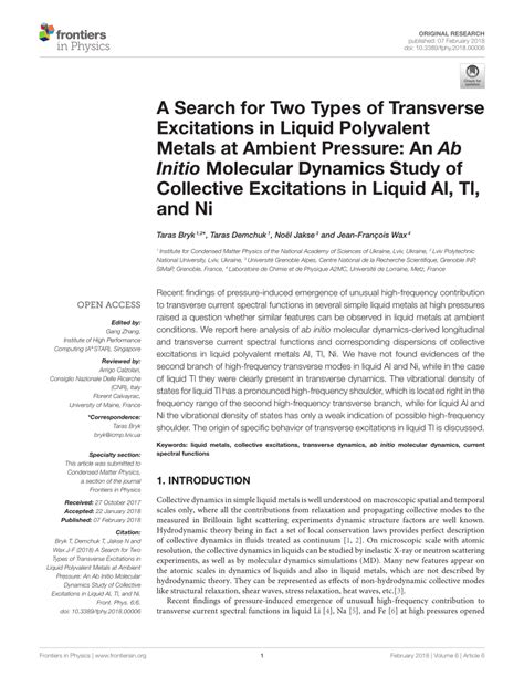 Pdf A Search For Two Types Of Transverse Excitations In Liquid