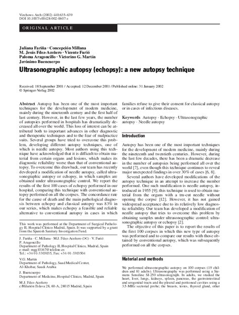 Pdf Ultrasonographic Autopsy Echopsy A New Autopsy Technique