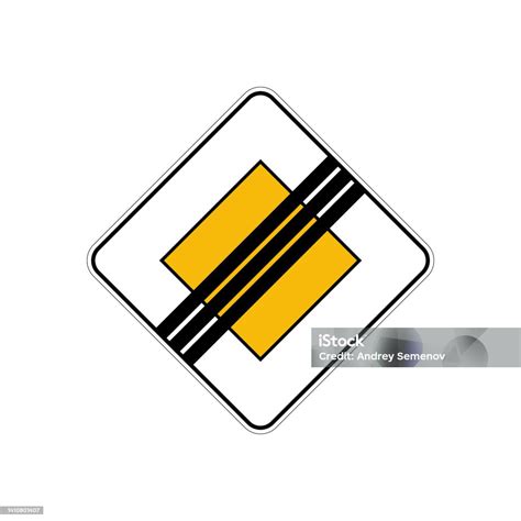 Internationales Verkehrszeichen Ende Der Hauptstraße Isoliert Auf