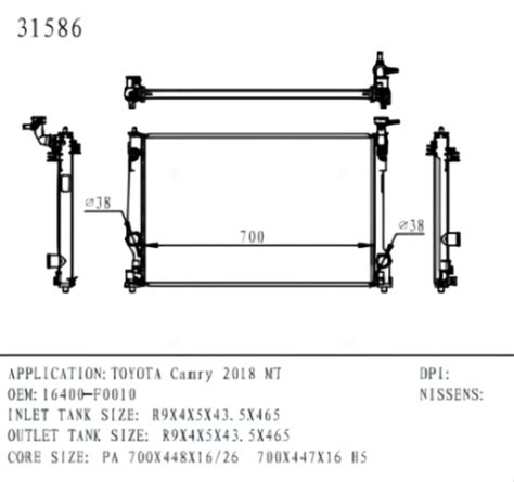Toyota Camry 2018 Oemnumber 16400 F0010 용 라디에이터 의 고품질