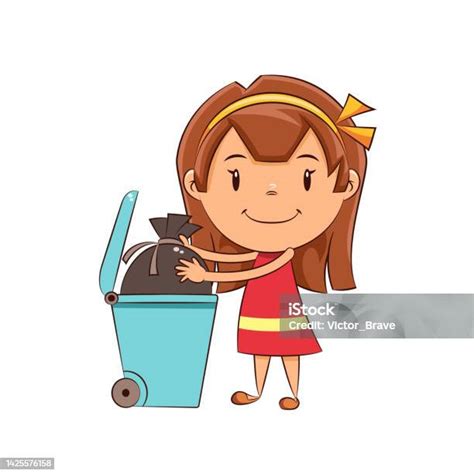 Gadis Membuang Sampah Ilustrasi Stok Unduh Gambar Sekarang