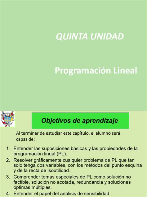5ta Unid Programación Lineal Pdf Programación Lineal Linealidad