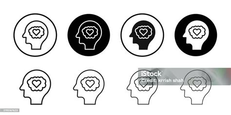 Mental Health Icon Logo Sign Set Vector Outline Stock Illustration