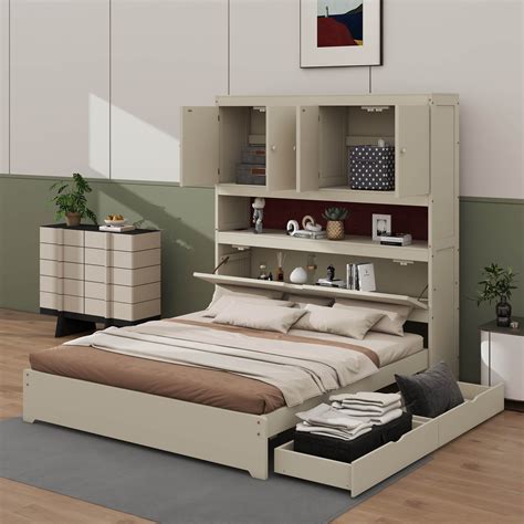 Latitude Run® Full Size Wooden Platform Bed Comes With Usb Ports
