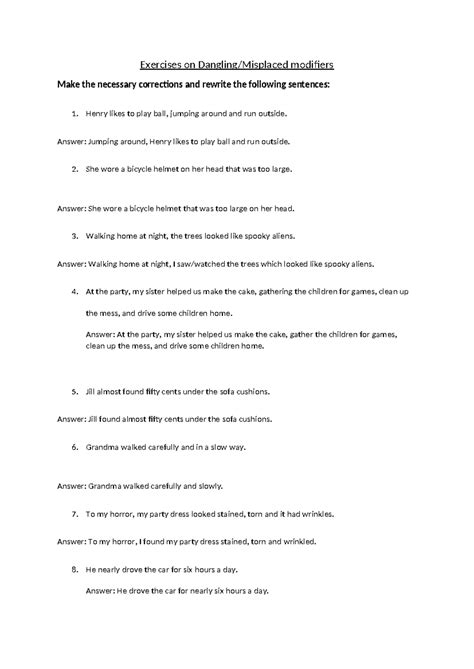 Solutions Class 19 Exercises On Dm Modifiers Exercises On Dangling