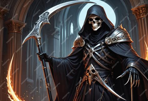Premium Photo Grim Reaper Huge Scythe Generative Ai
