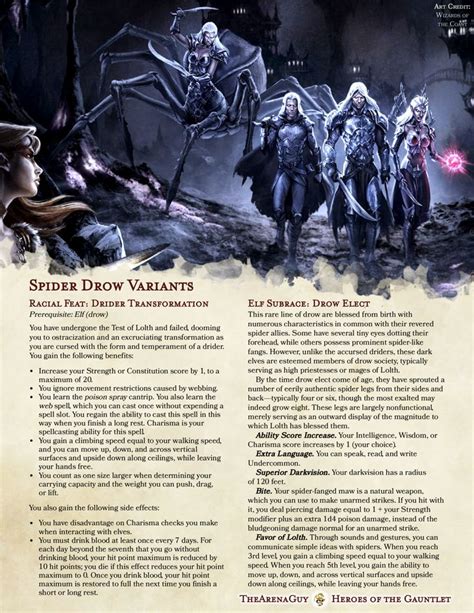 Spider Drow Variants Dive Into Your Drows Spidery Flavor With This Racial Feat And Alterna