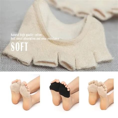 1 Pair Thin Open Toe Women Socks Breathable Invisible Socks Pad Cushion Foot Five Non Slip