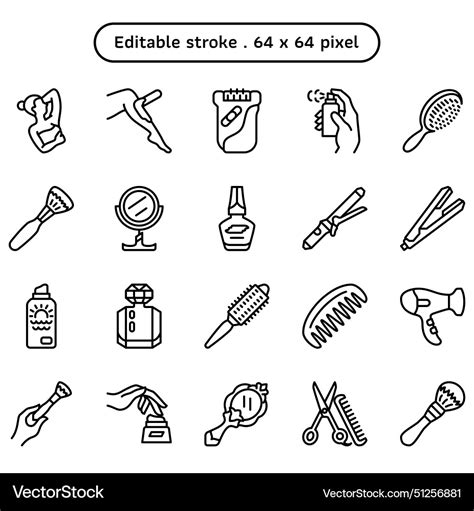 Cosmetic And Makeup Icon Set In An Outline Vector Image