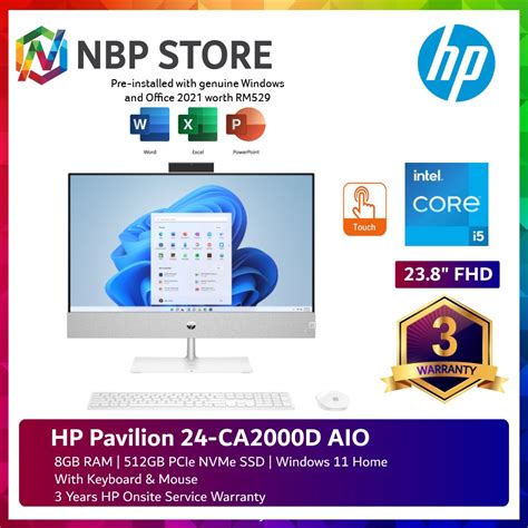 Hp Pavilion Ca D Touch Fhd All In One Desktop Pc Snowflake White I T Gb