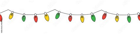 Christmas Holiday Lights Seamless Border Repeating Pattern Line Art