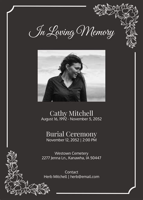 Free Burial Invitation Template To Edit Online