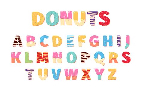 Donuts Alphabet Attraktion Lustige Textbuchstaben Essen Kuchen