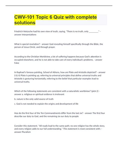 Cwv 101 Topic 6 Quiz With Complete Solutions Cwv 101 Stuvia Us