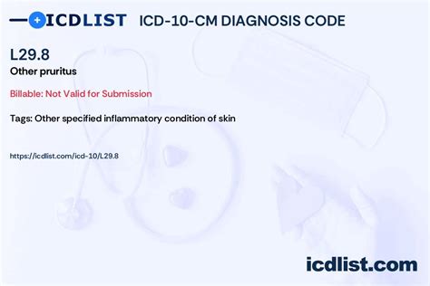 Icd 10 Cm Diagnosis Code L298 Other Pruritus