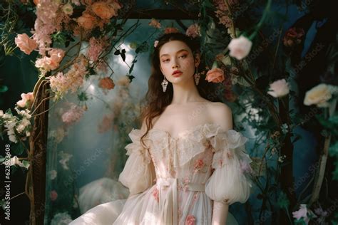 Portrait Of A Woman Model Book Character In A Royal Princess Fairy