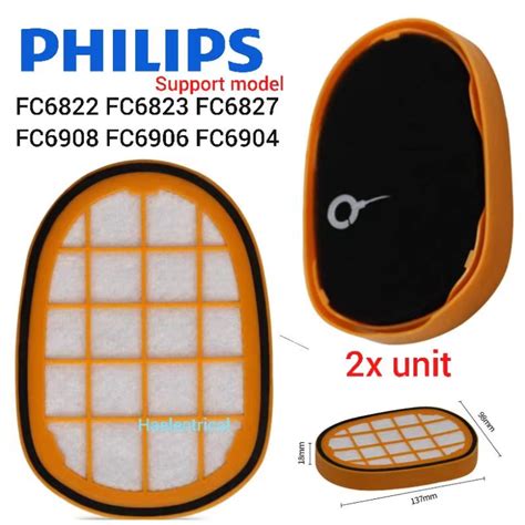 Philips Vacuum Filter 2pcs Fc6822 Fc6823 Fc6827 Fc6908 Fc6906 Fc6904 Fc6901 Shopee Malaysia