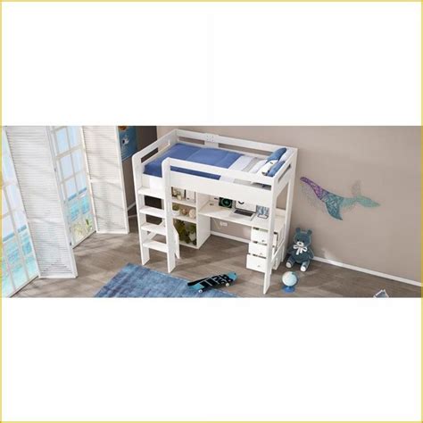 Lit Mezzanine Ado Bureau Usb C Armoire And Tiroirs 90x200 Cm Blanc