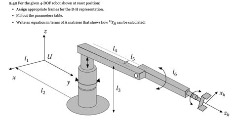 242 for the given 4 dof robot shown at reset position assign
