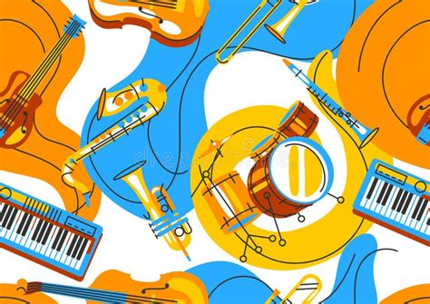 Pattern With Musical Instruments Jazz Blues And Classical Music Stock