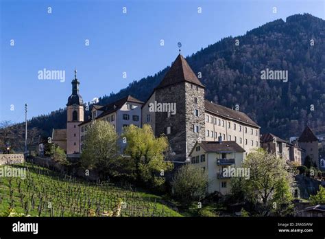 Old Town With Cathedral St Maria Ascension And Abbey In Chur The