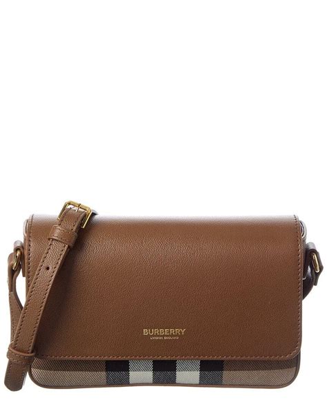 Burberry Hampshire Small House Check Canvas And Leather Shoulder Bag In