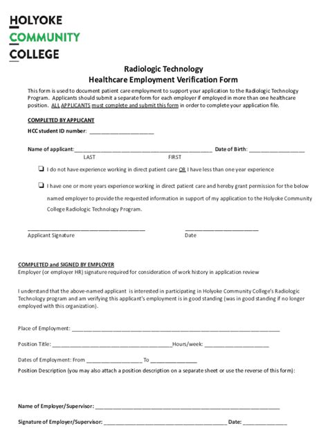Fillable Online Radiologic Technology Program Application Document Fax Email Print Pdffiller
